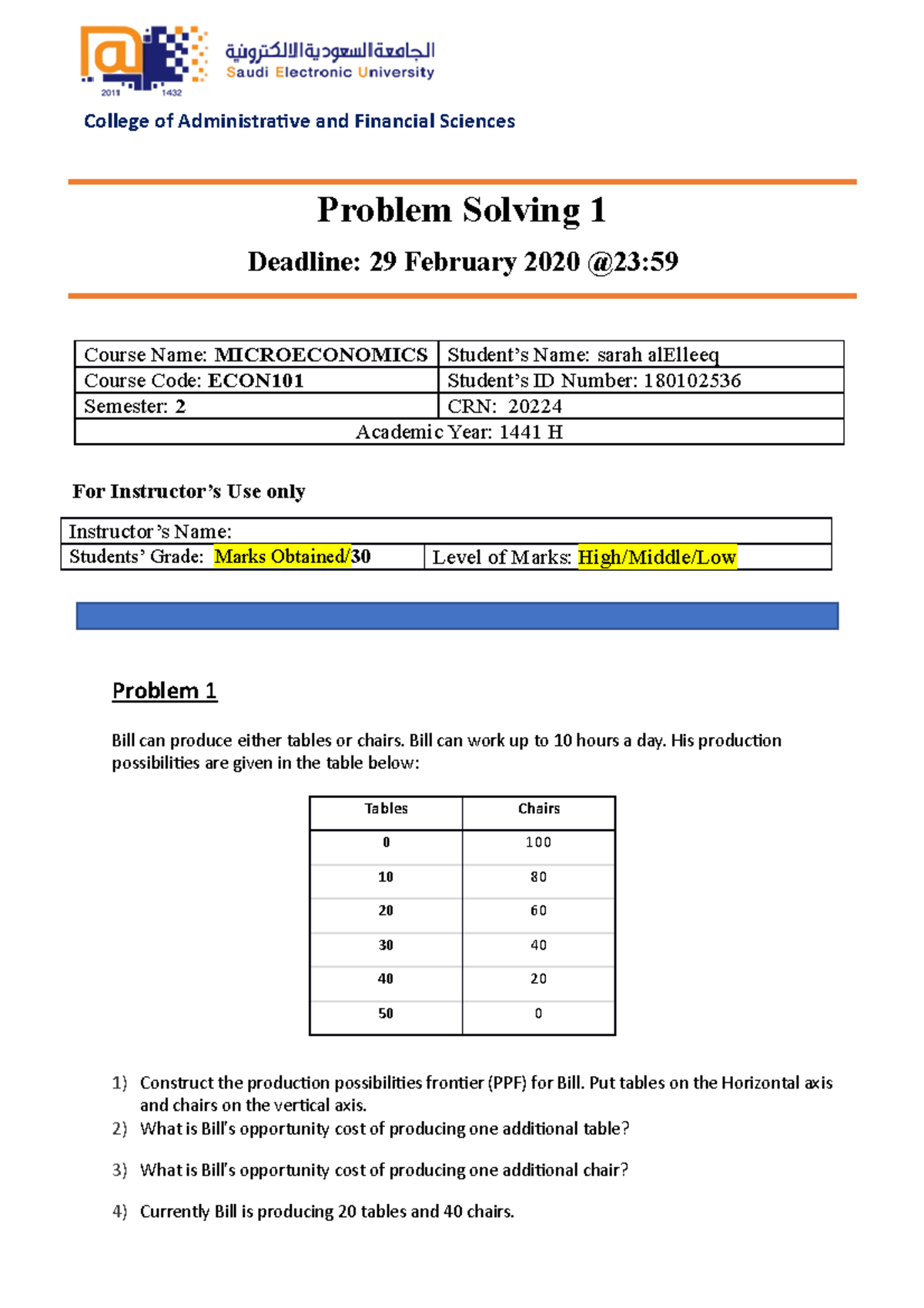 Problem solving 1 - College of Administrative and Financial Sciences ...