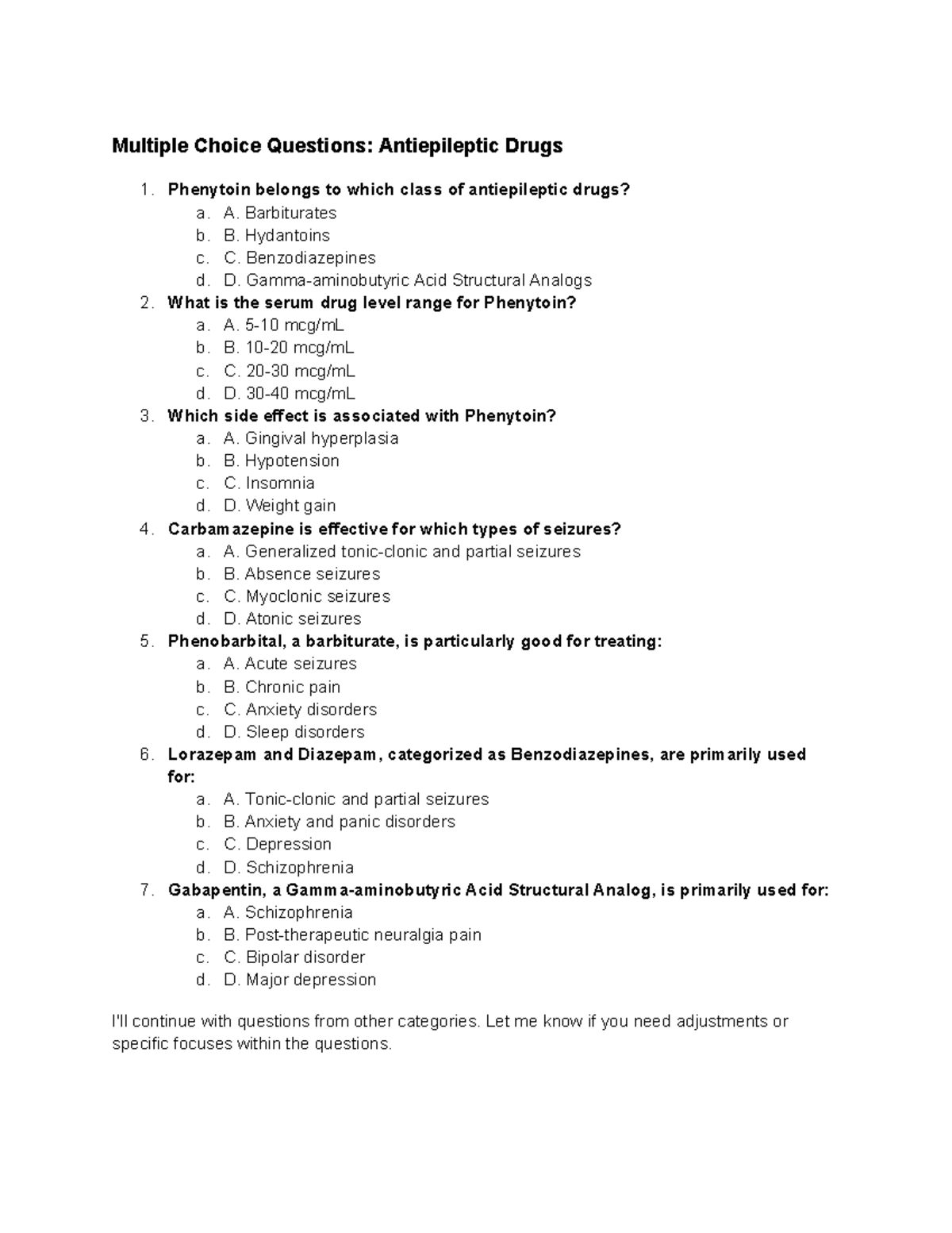 Antiepileptic Drugs MCQs - Multiple Choice Questions: Antiepileptic ...
