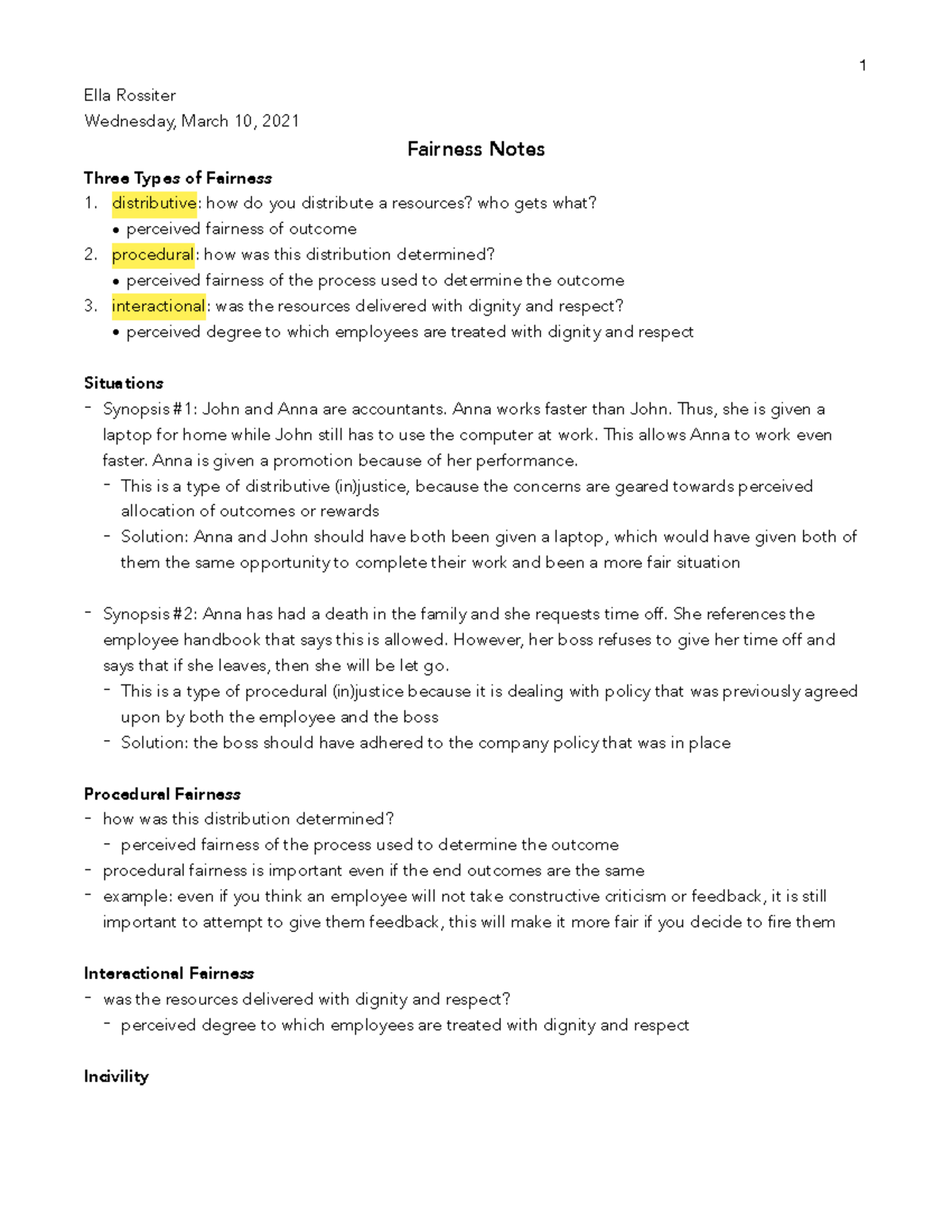 Fairness Notes - Ella Rossiter Wednesday, March 10, 2021 Fairness Notes ...