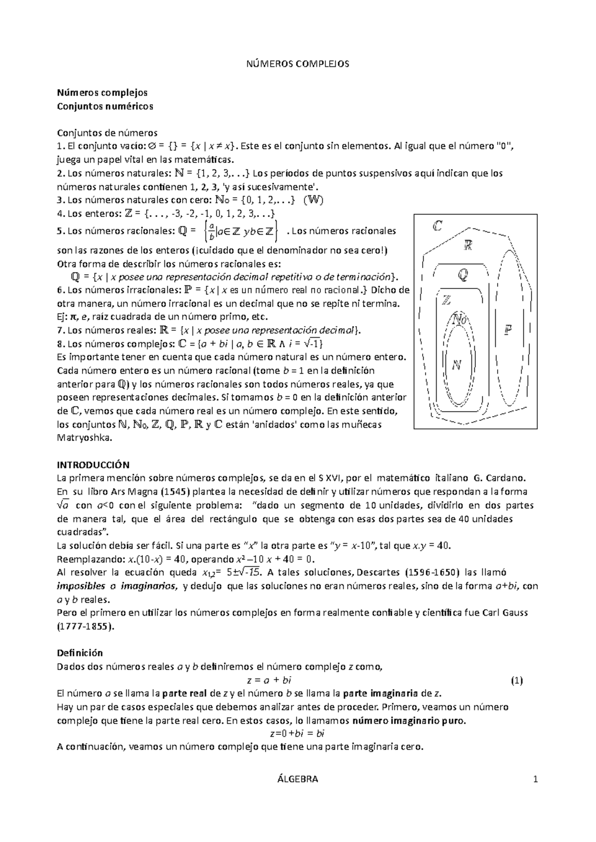 (01) Complejos (1 a 8) - Problemas de álgebra resueltos - Números ...