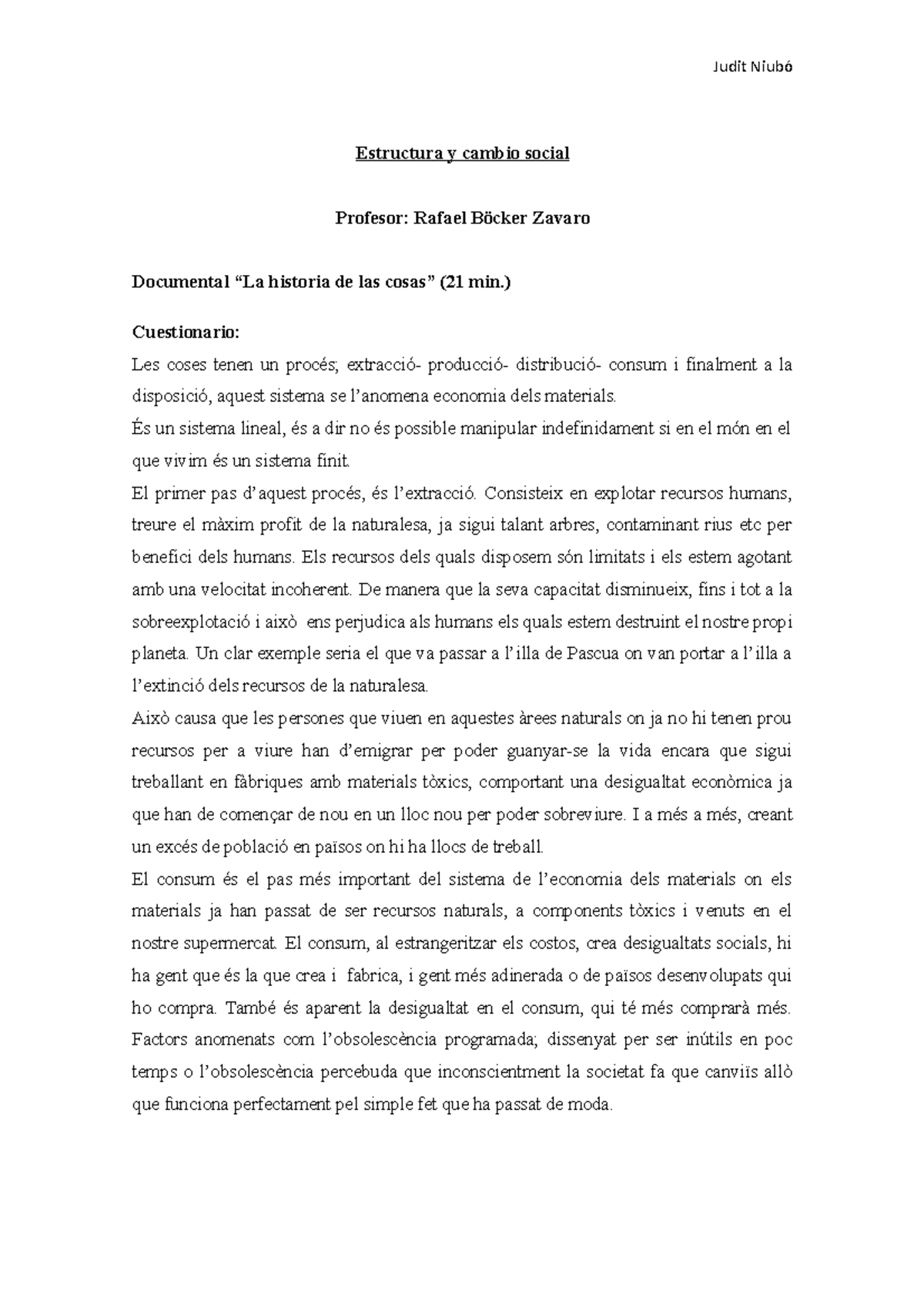 Estructura Y Cambio Social Judit Niubó Estructura Y Cambio Social