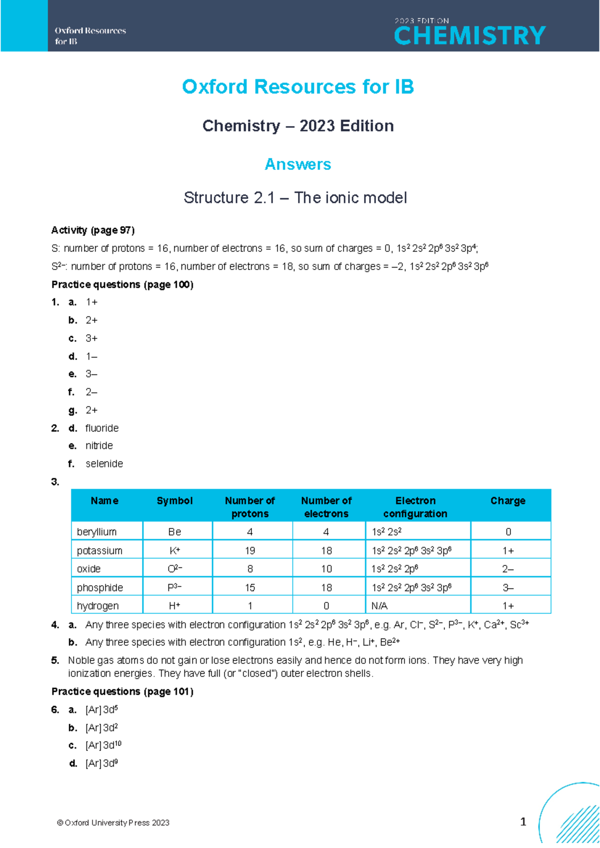 Chemistry Answers S2 - Oxford Resources for IB Chemistry – 2023 Edition ...