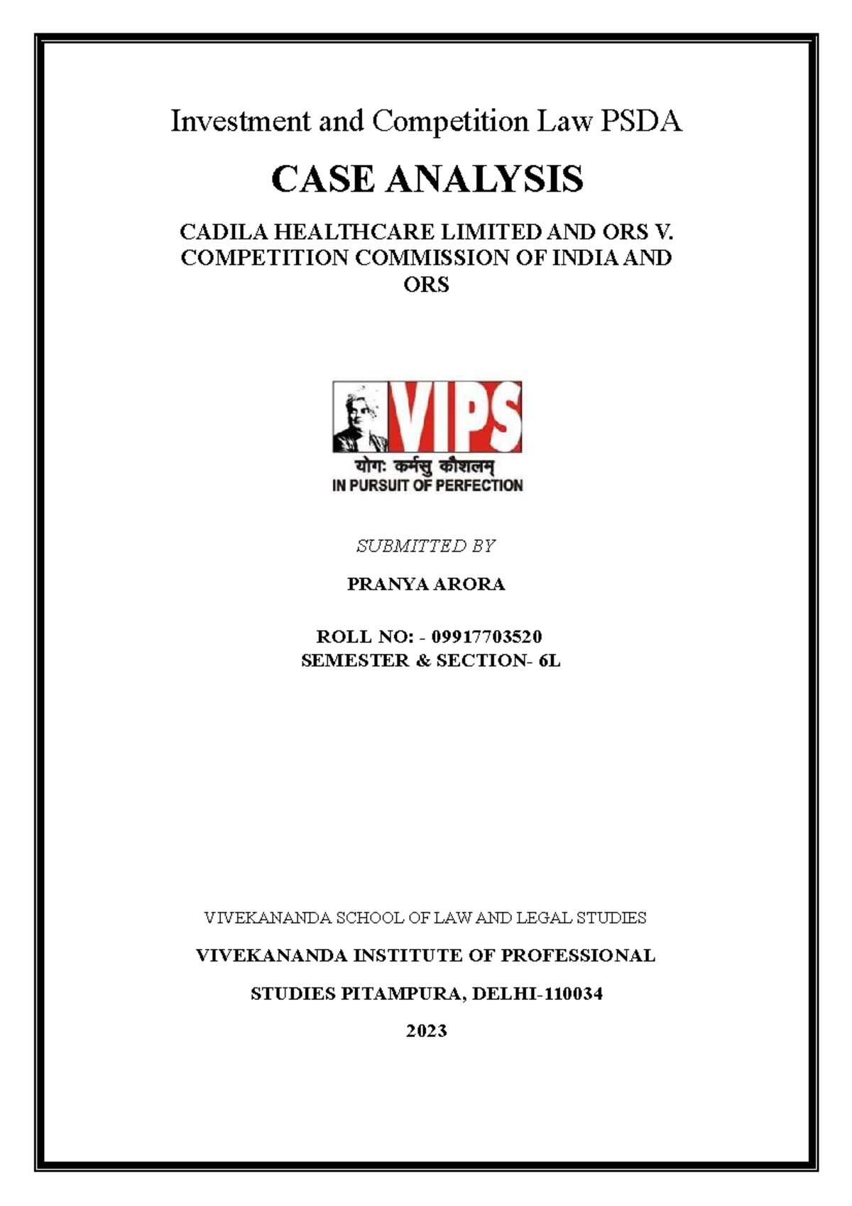 Competition- PSDA - psda - Investment and Competition Law PSDA CASE ...