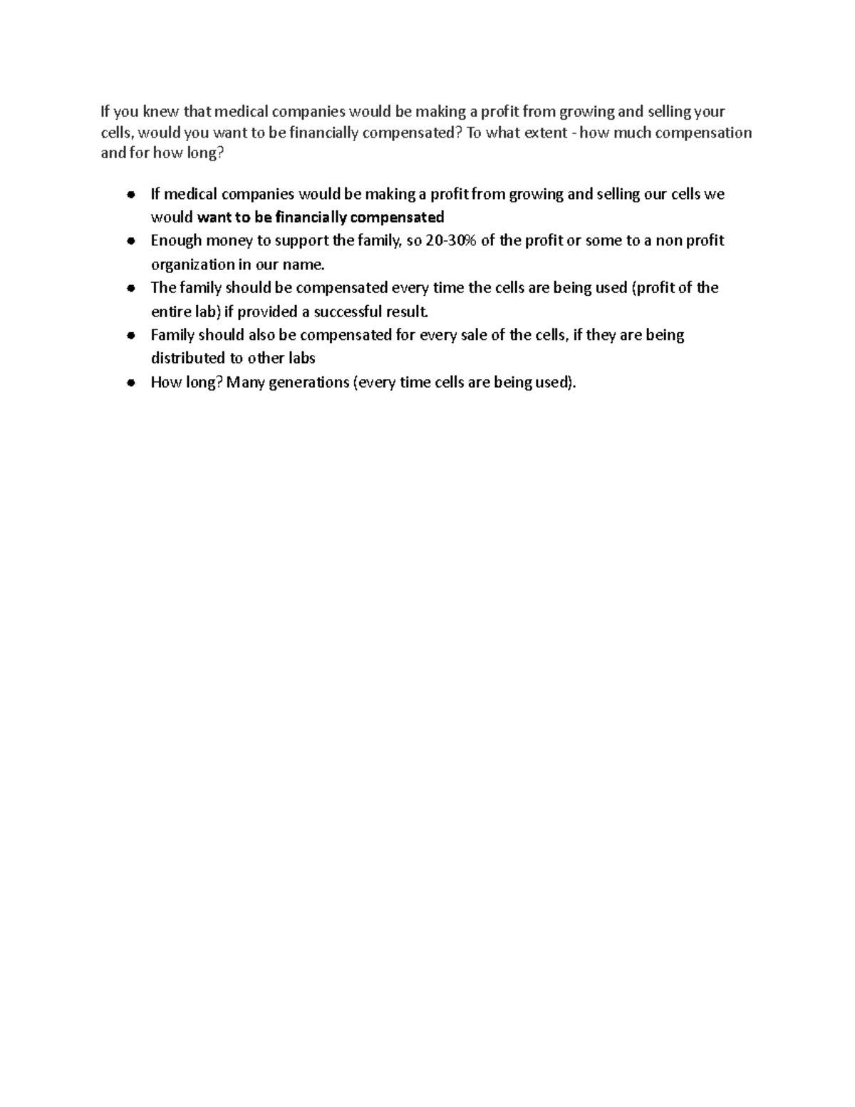 Hela cells ethical question and answer - If you knew that medical ...