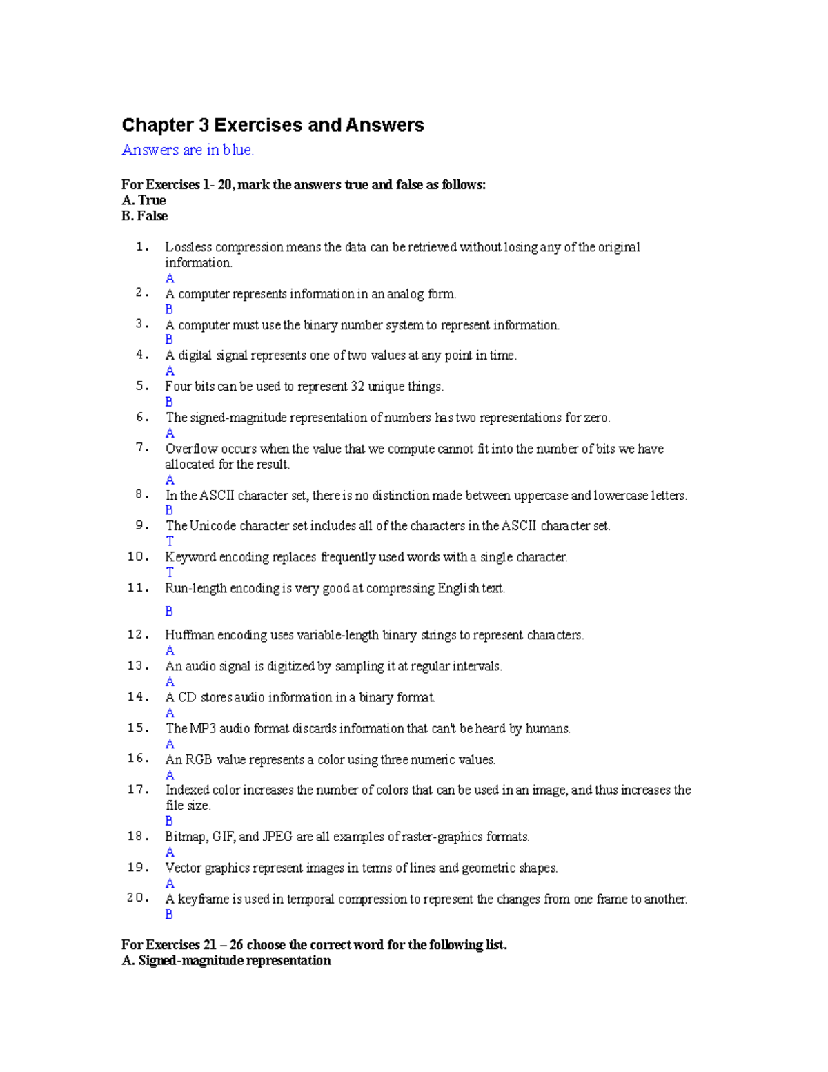 Chapter 3 - computing for management - Chapter 3 Exercises and Answers ...