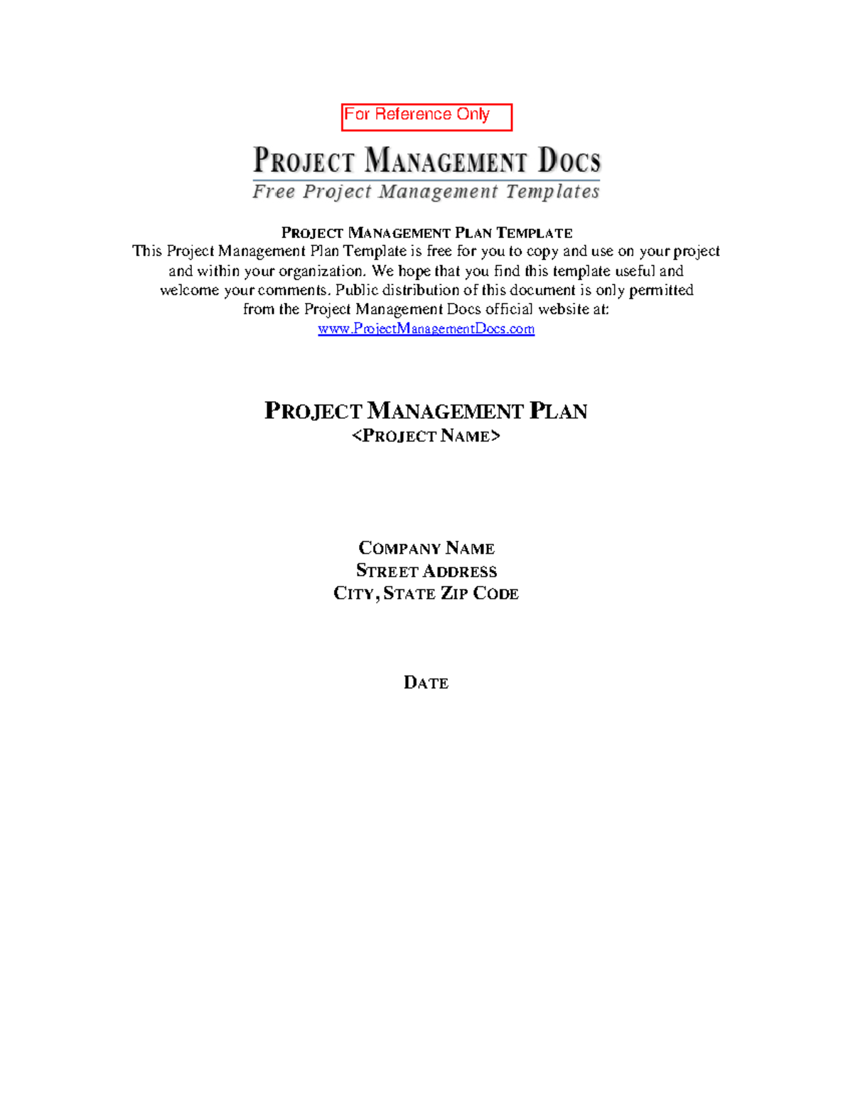 Ref 2- Project Management Plan (Template) (from Project Management Docs ...