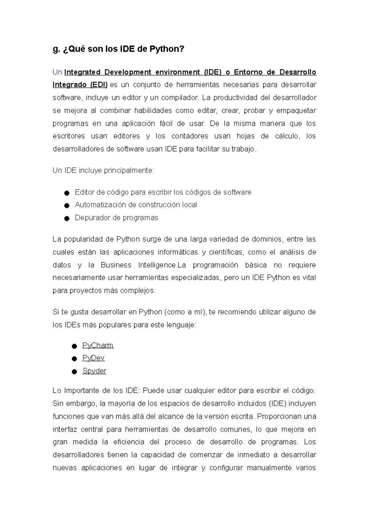 Literal G Y H Metodos - g. ¿Qué son los IDE de Python? Un Integrated ...