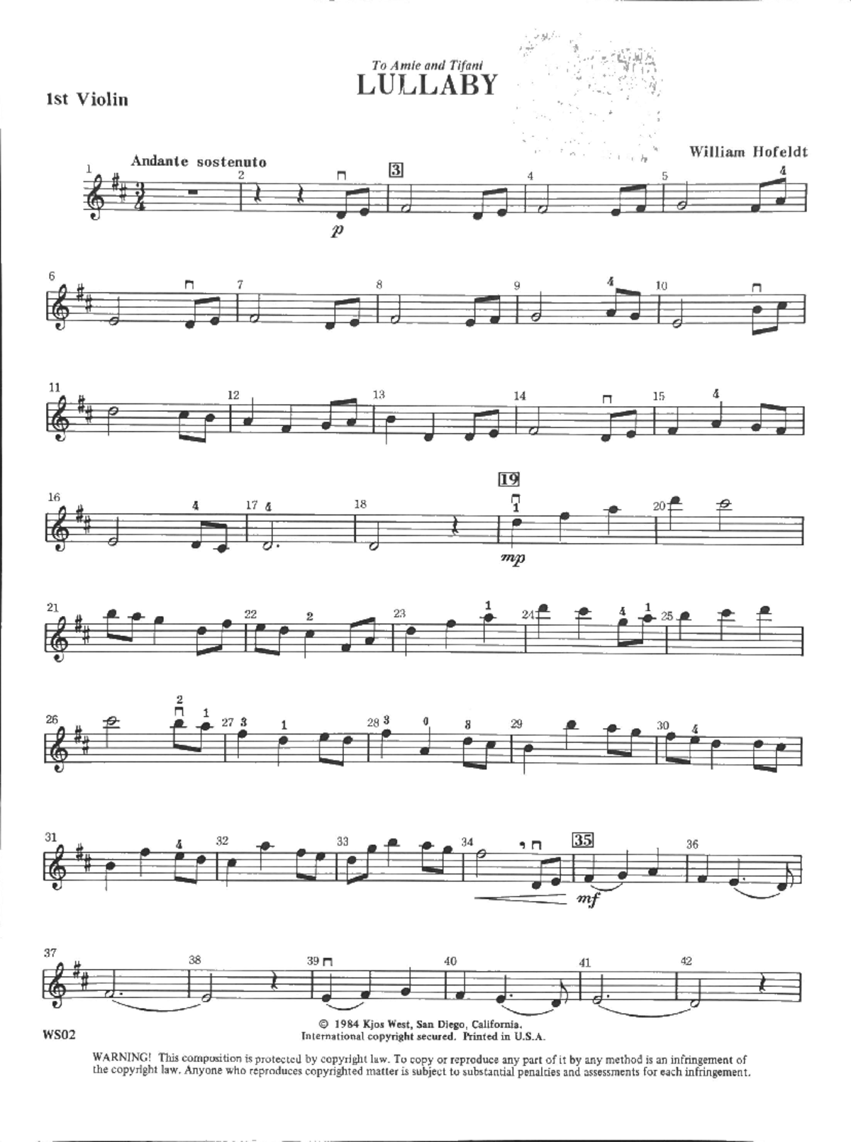 Lullaby Violin 1 - sight reading - Studocu