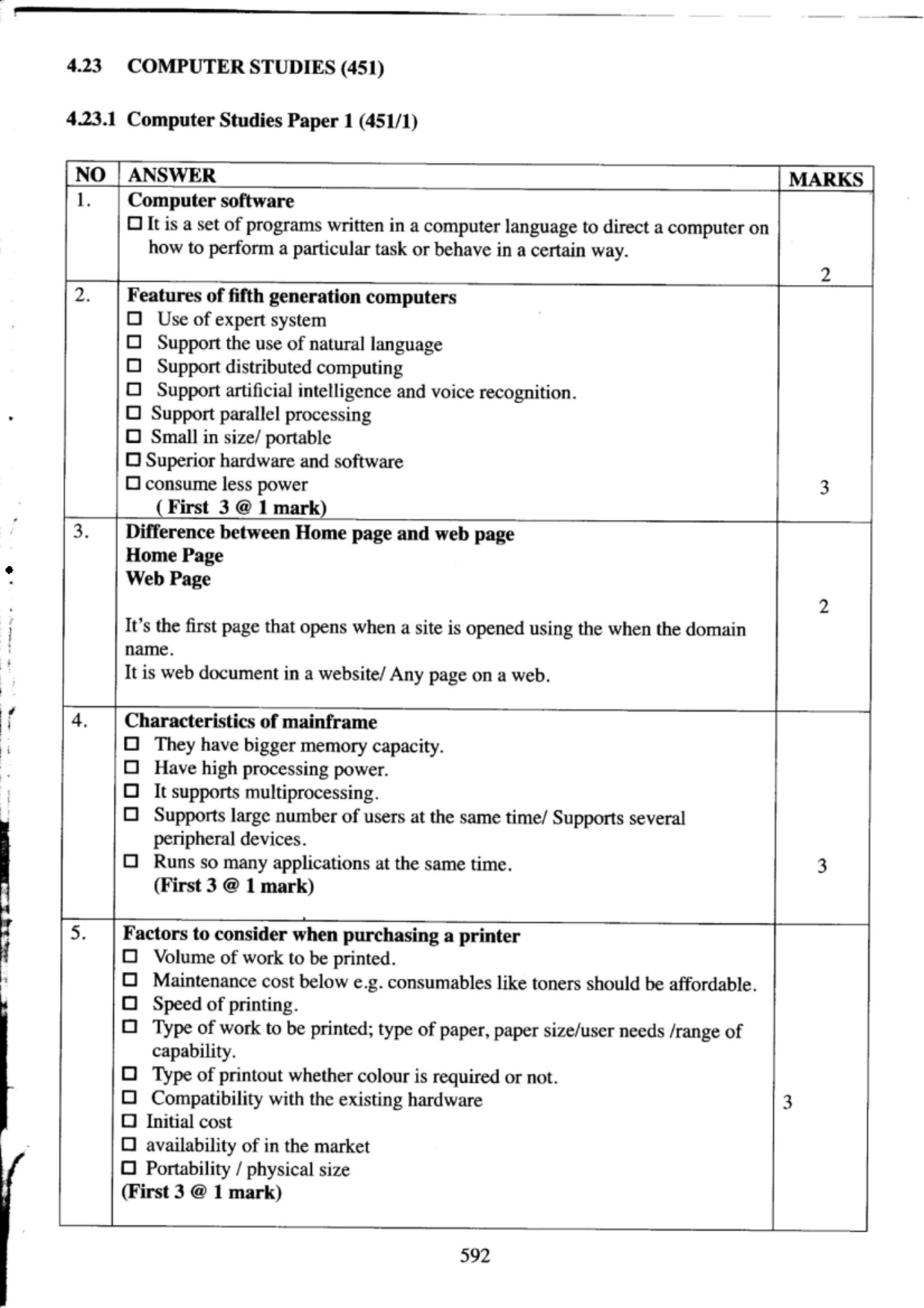 2017 KCSE Computer PP1 Marking Scheme - 4 COMPUTER STUDIES (451) 4.23 ...