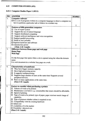 2018 KCSE KNEC Computer PP1 Marking Schemes - Computer Studies ...