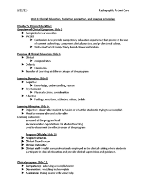 Unit 1 Notes - Introduction to Radiology Technology program - Rad ...