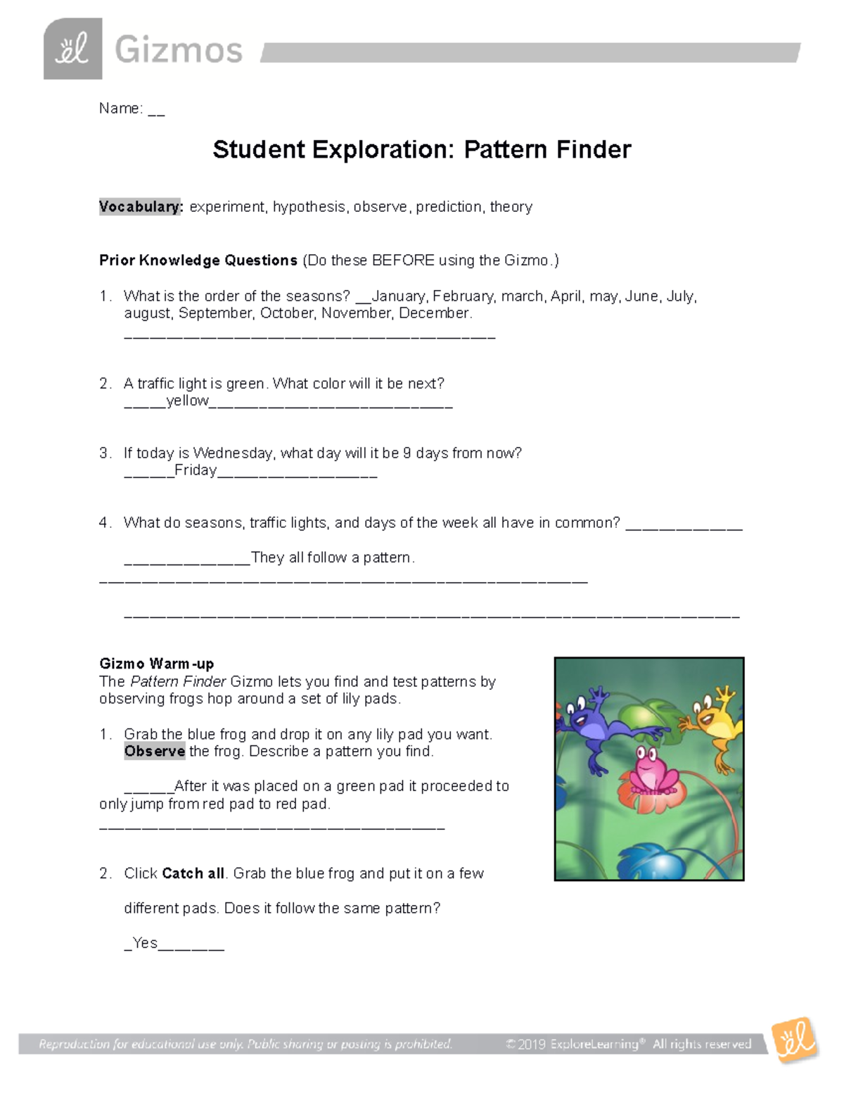 Student Exploration: Pattern Finder - Studocu