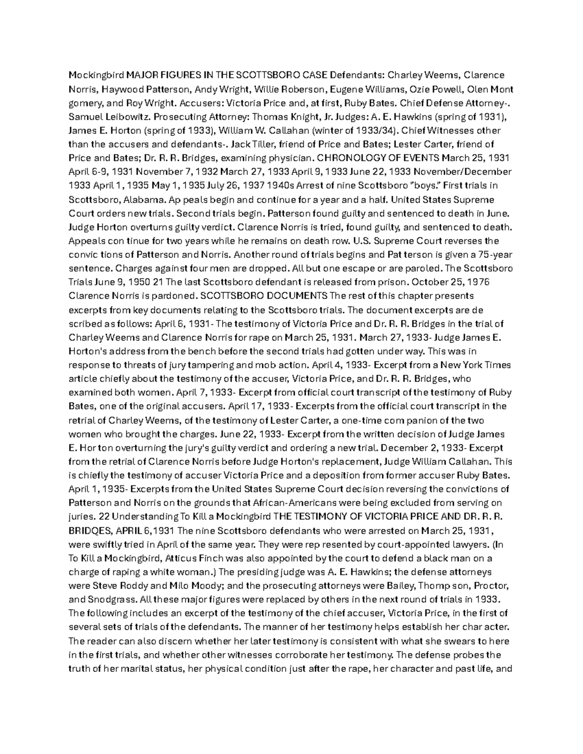 To kill a mockingjay 11 - literature - Mockingbird MAJOR FIGURES IN THE ...
