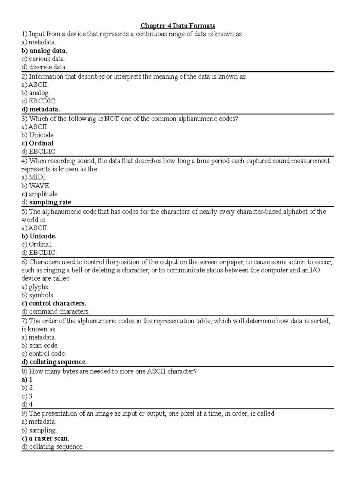 Ch04 - need help - Chapter 4 Data Formats Input from a device that represents a continuous range ...