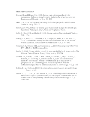 References Cited - Types of sources are referenced and the student must ...