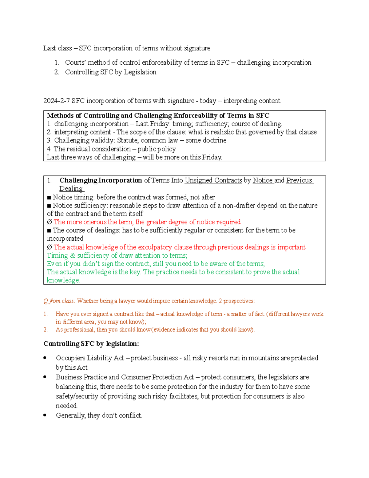 Contract - Classnotes - without "damages" unit - Last class – SFC ...