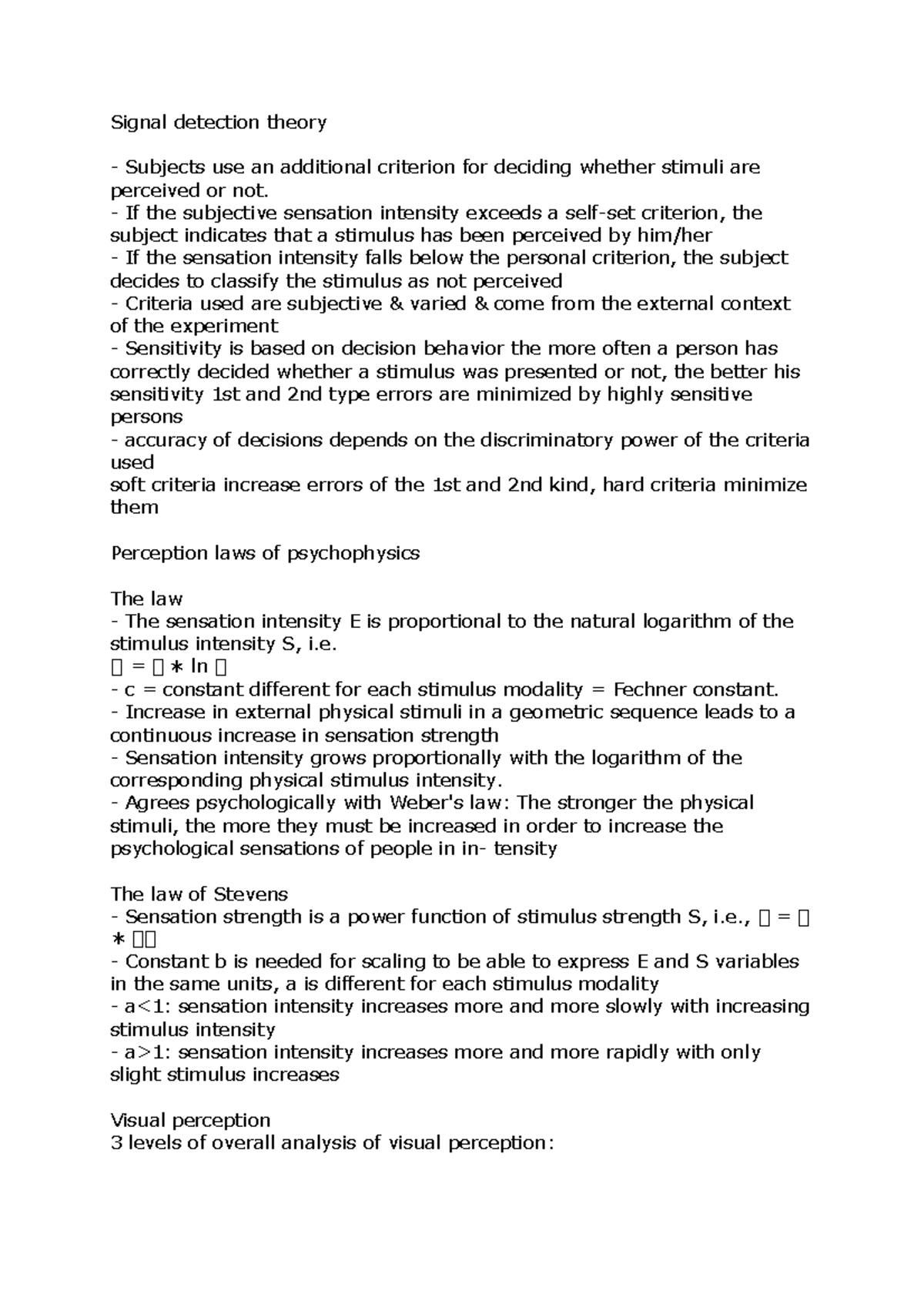 Signal Detection Theory Signal Detection Theory Subjects Use An