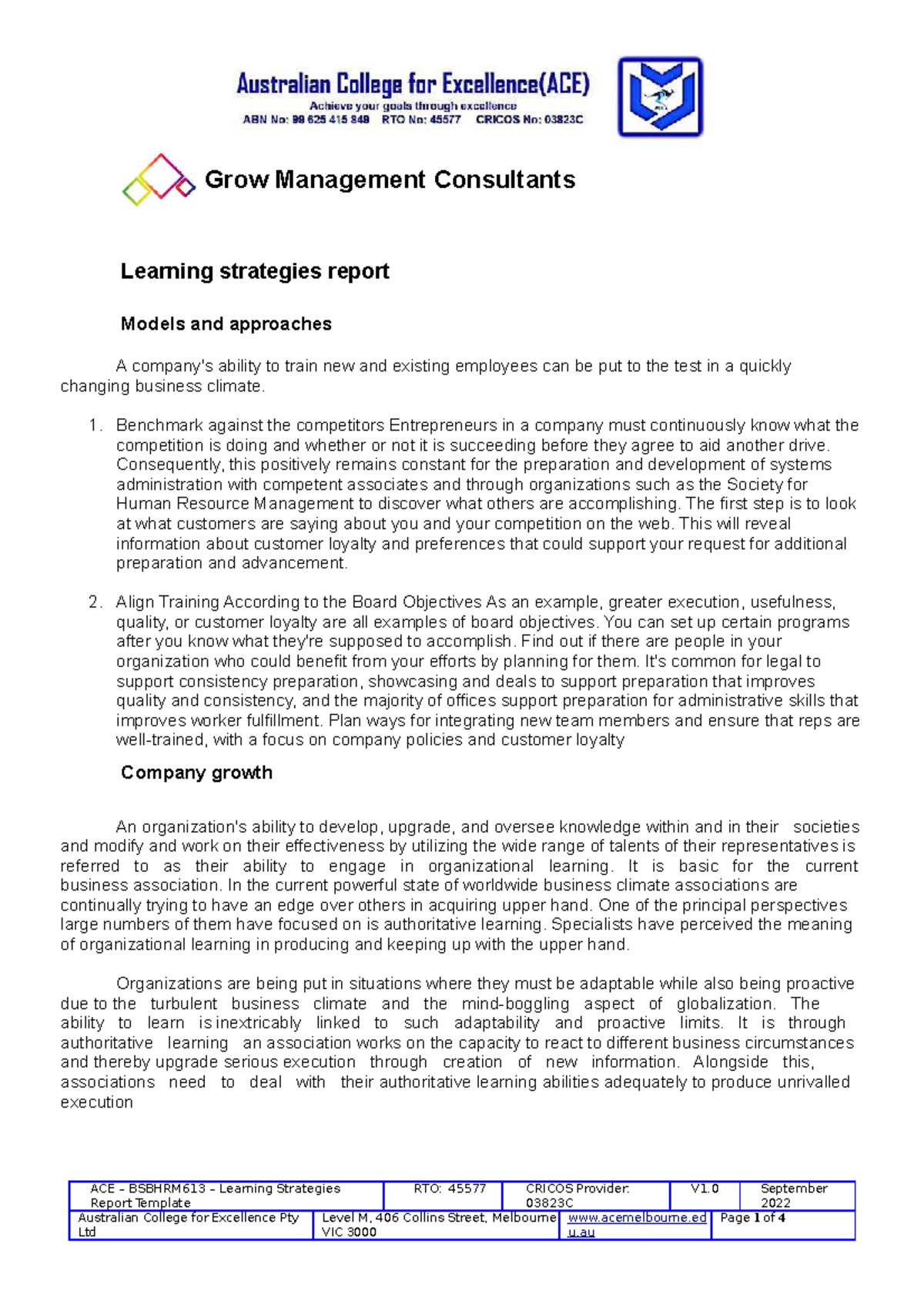 Learning strategies report - Grow Management Consultants Learning ...