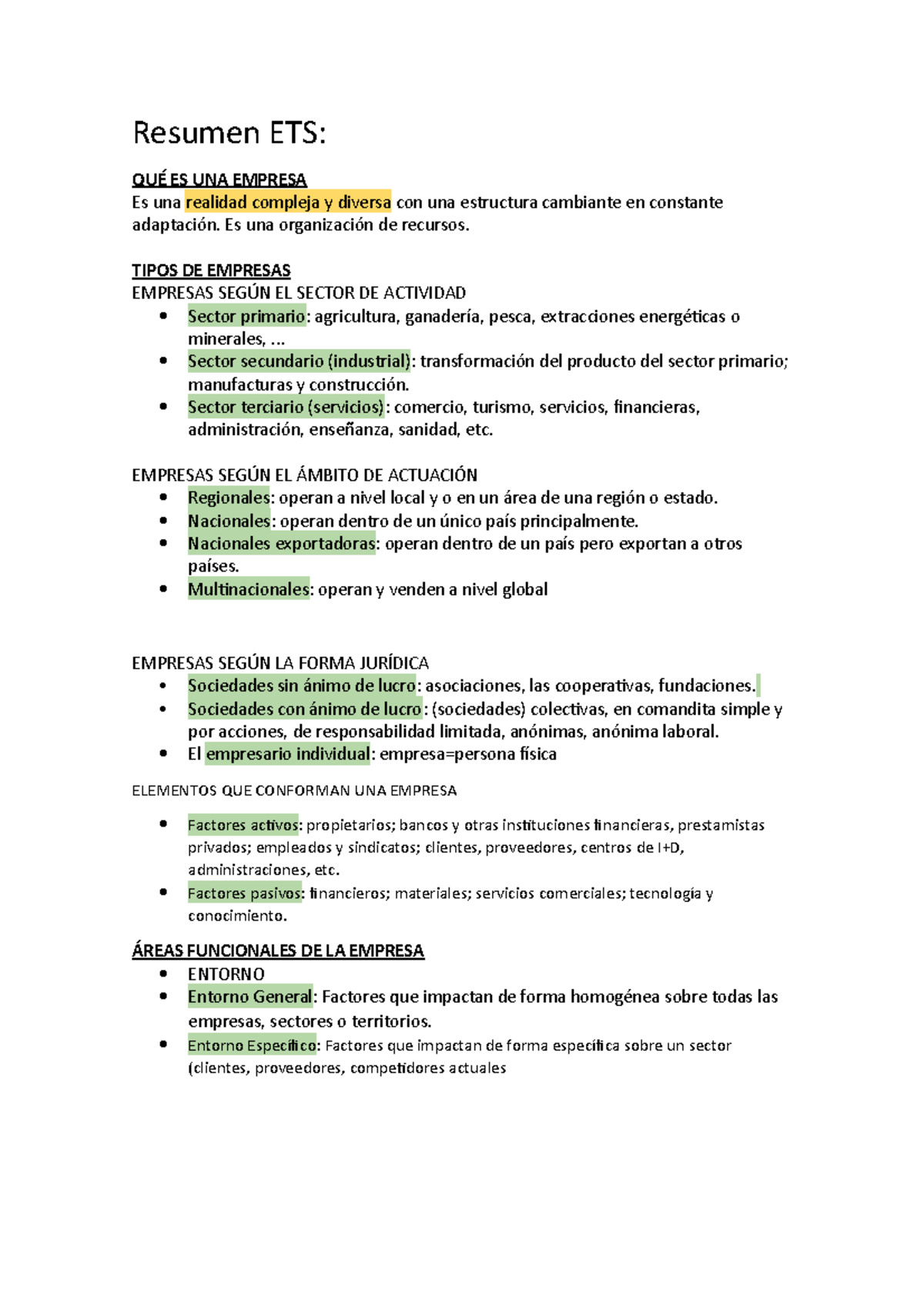 Resumen ETS - Apunts 1-2 - Resumen ETS: QUÉ ES UNA EMPRESA Es una realidad compleja y diversa ...