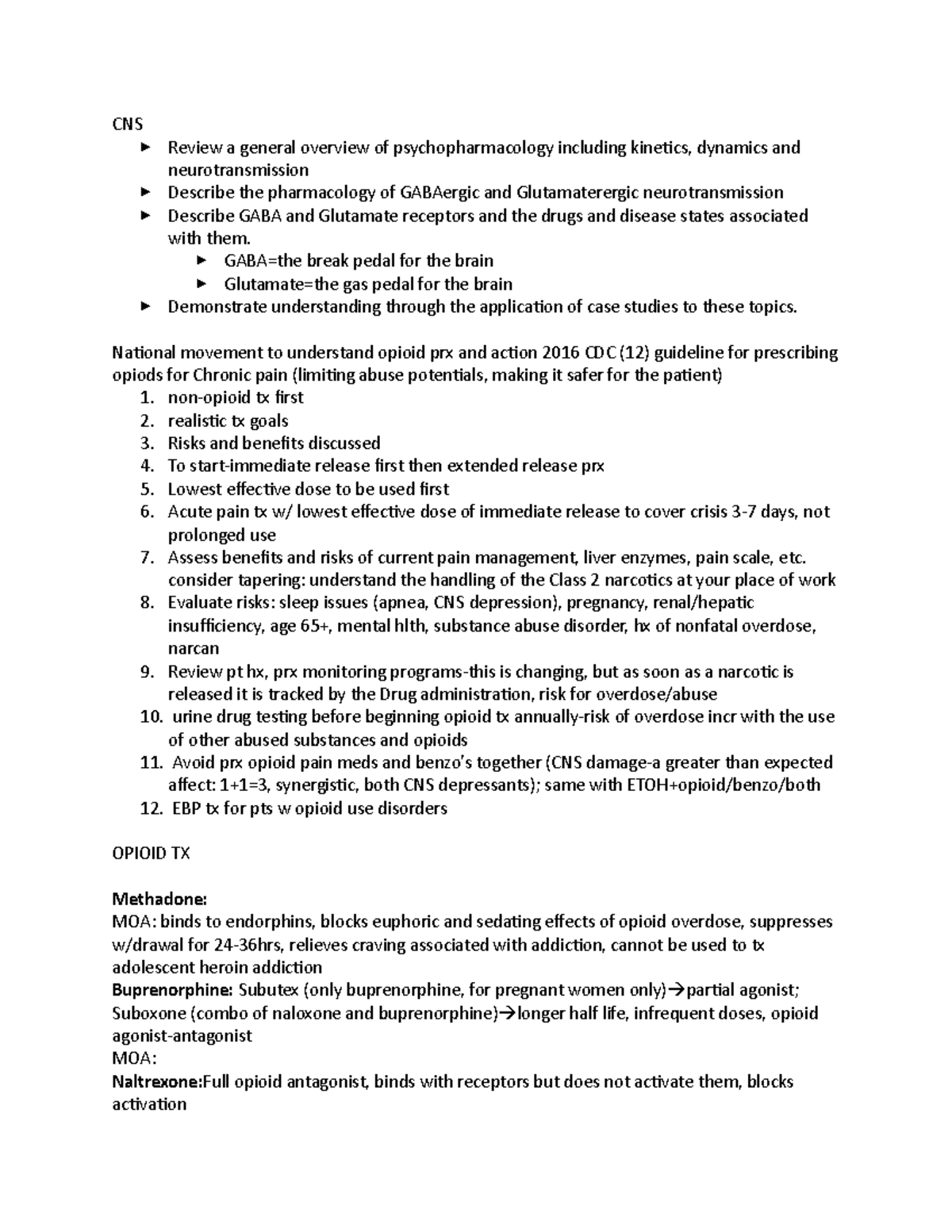 CNS study guide - CNS Review a general overview of psychopharmacology ...