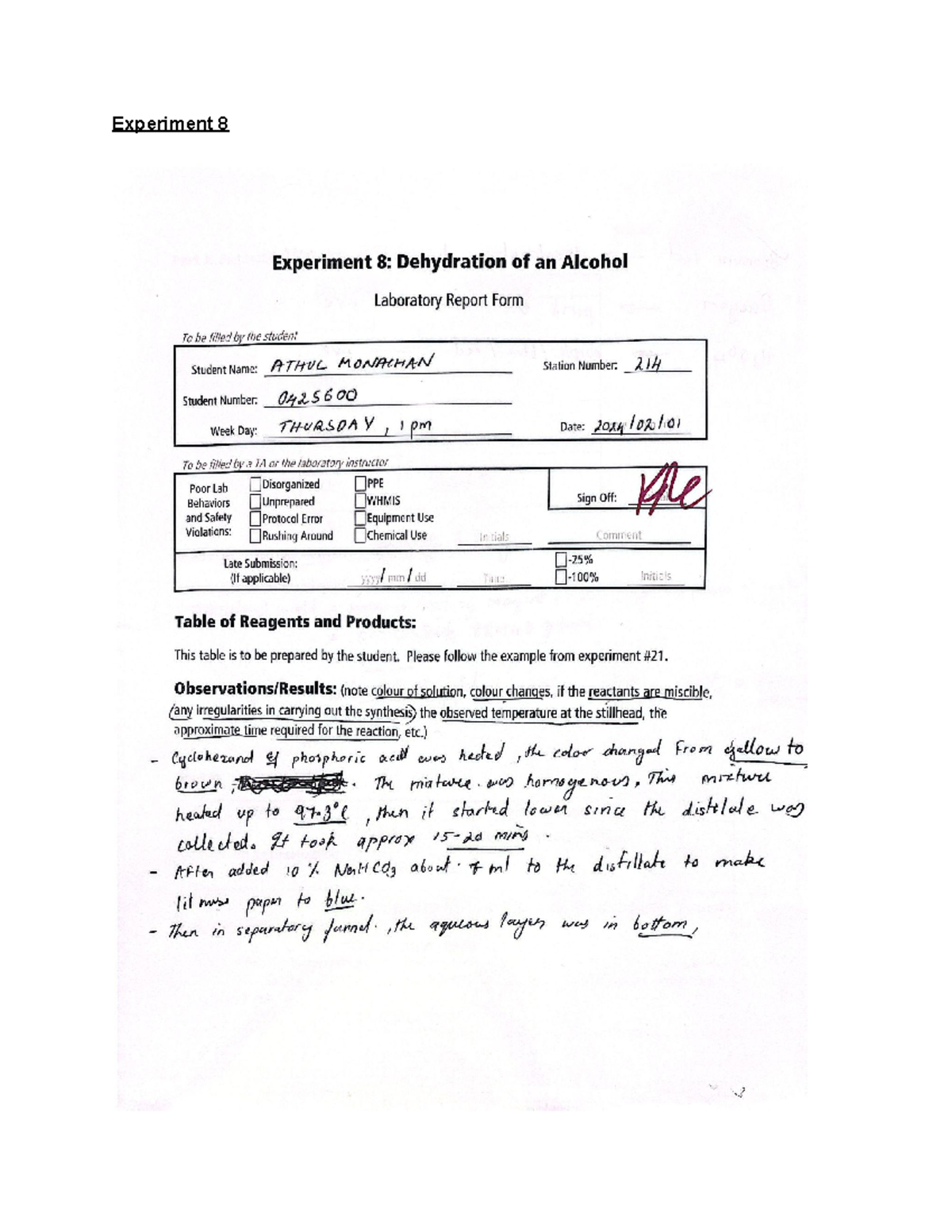 Orgo Chem 2 Experiment 8 - Experiment Discussion In this experiment, I ...