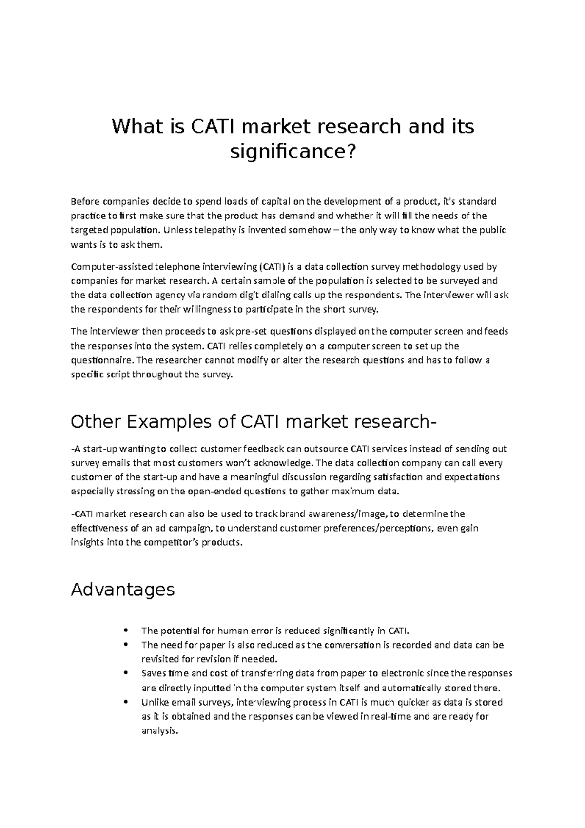 CATI market research and its significance in your industry-sahil ingale ...
