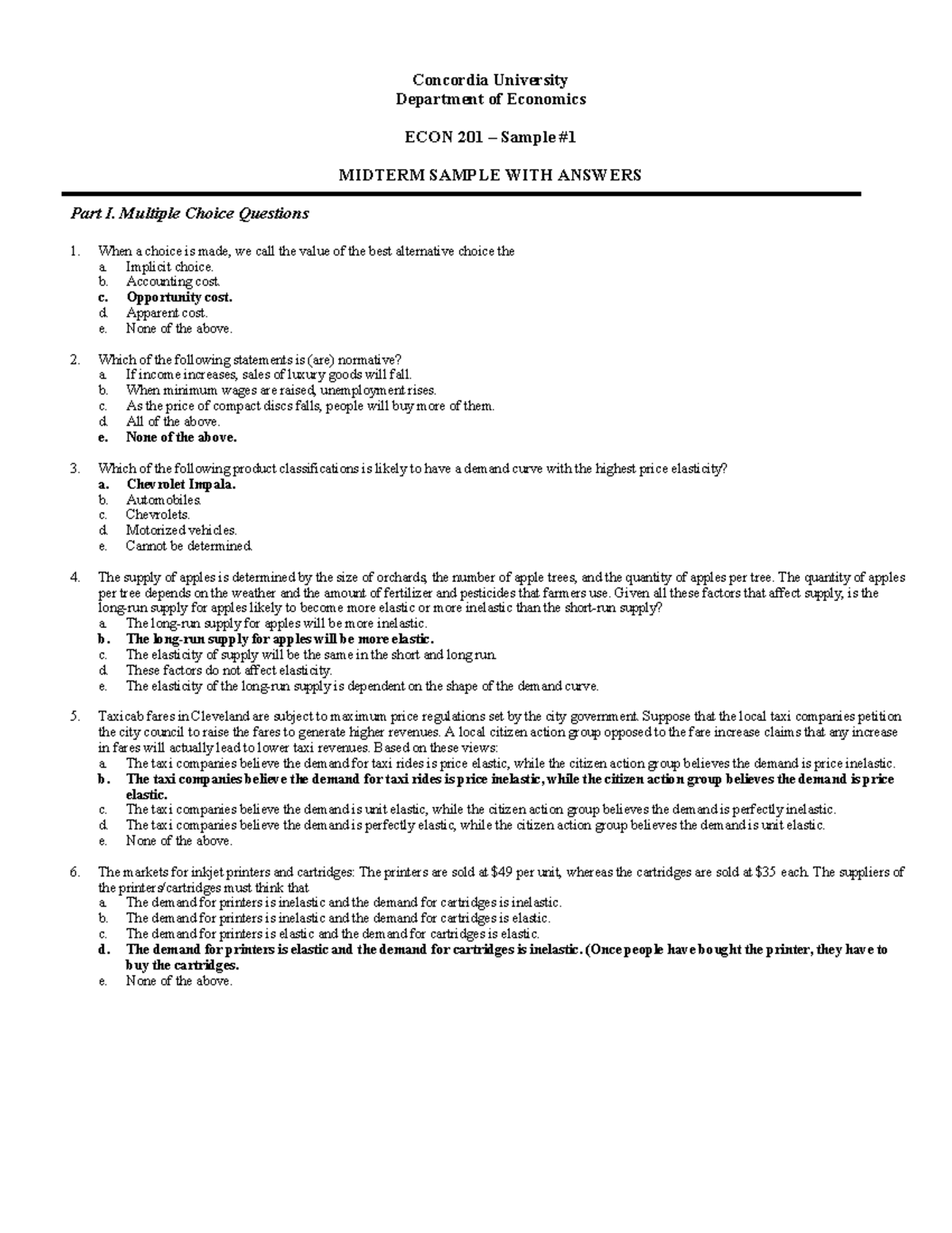 Midterm exam 15 March 2019, questions and answers - Concordia ...