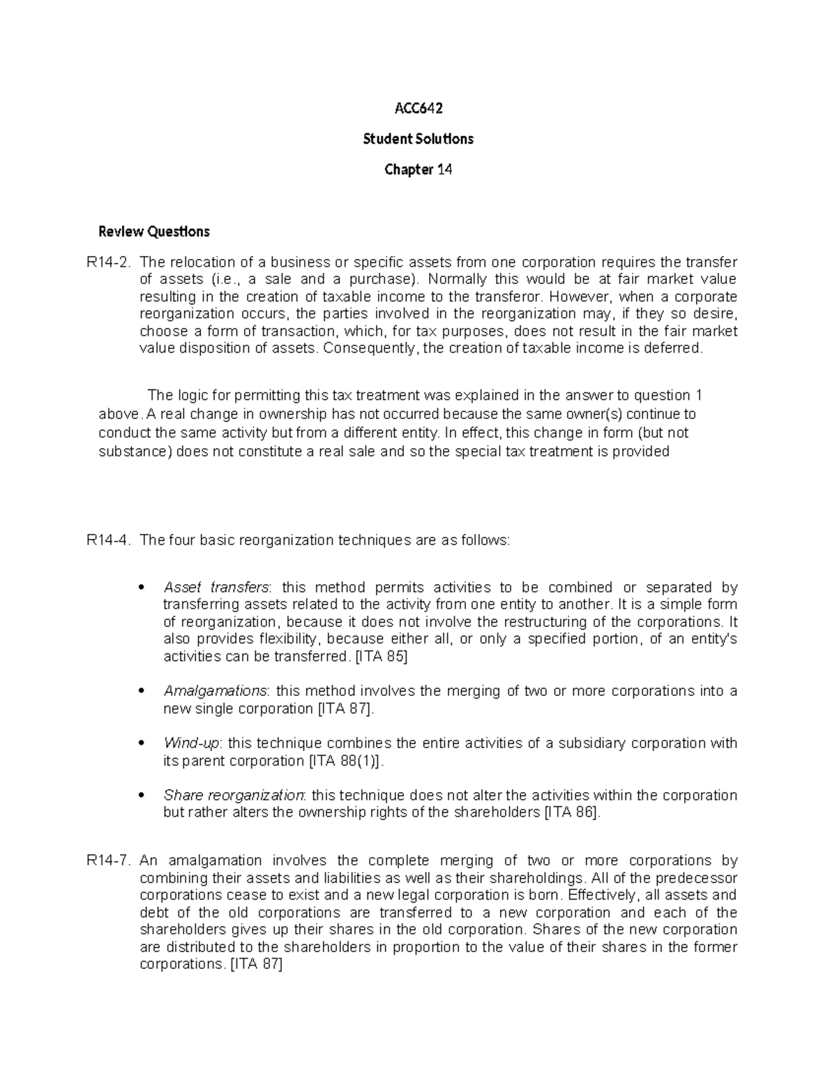 Chapter 14 - Student Solutions - ACC Student Solutions Chapter 14 ...