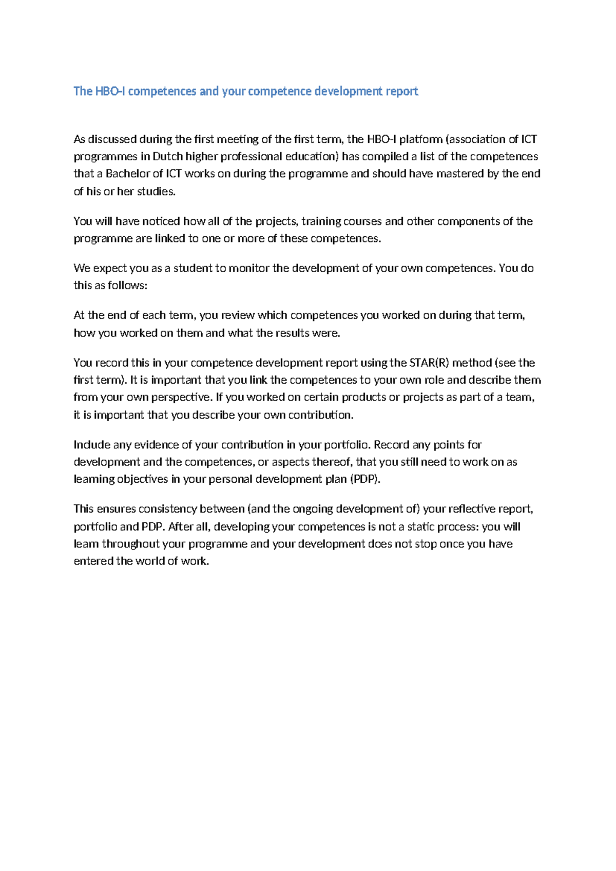 Examples Proof of Competence Starr - The HBO-I competences and your ...