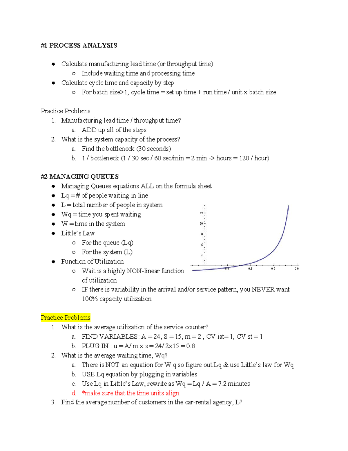 Final Exam Study Guide - #1 PROCESS ANALYSIS Calculate manufacturing ...