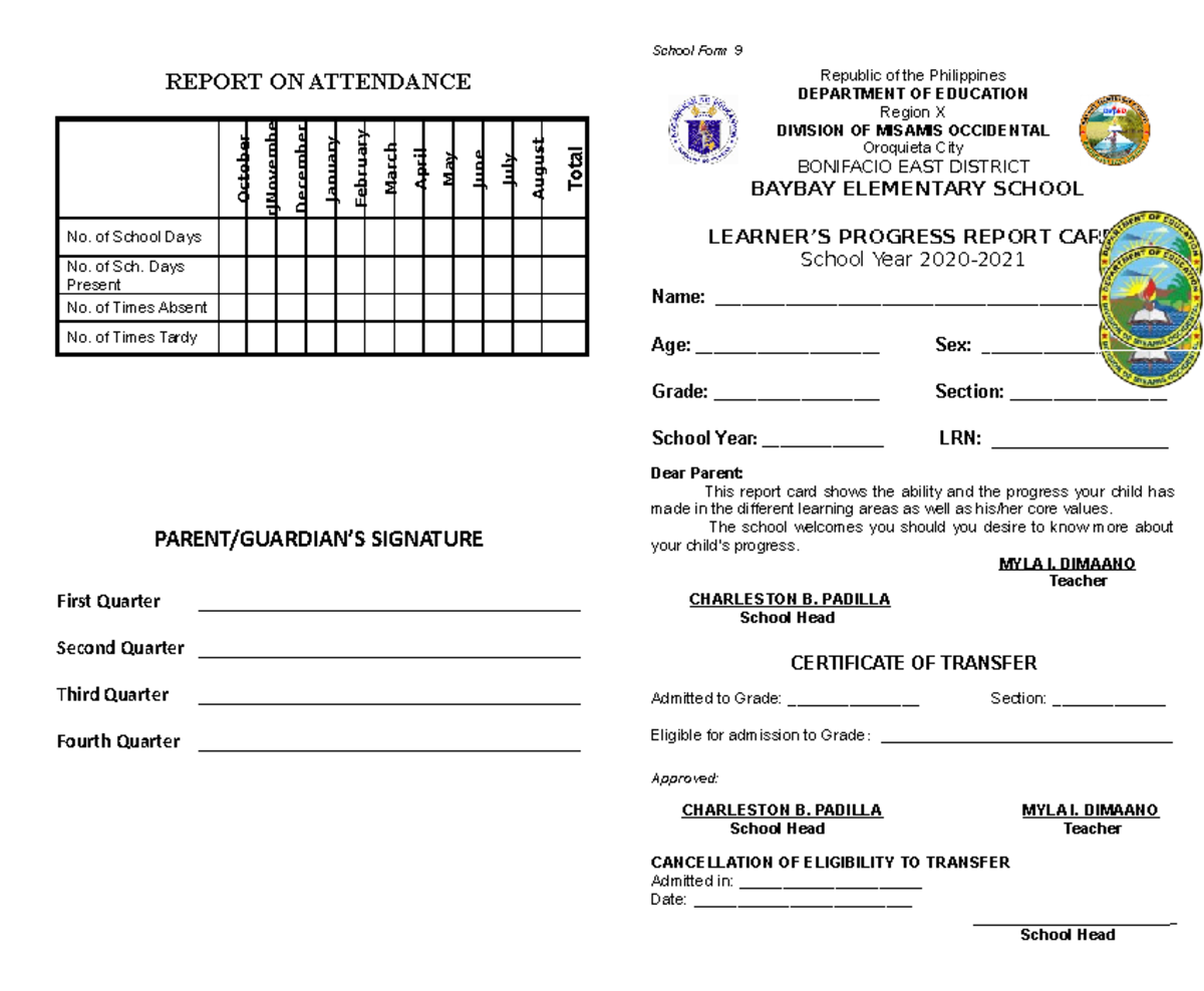FORM 138-E Grade I NEW - Notes - REPORT ON ATTENDANCE OctoberJNovember ...