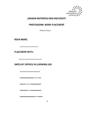 Sample Learning Logs - LONDON METROPOLITAN UNIVERSITY PROFESSIONAL WORK ...