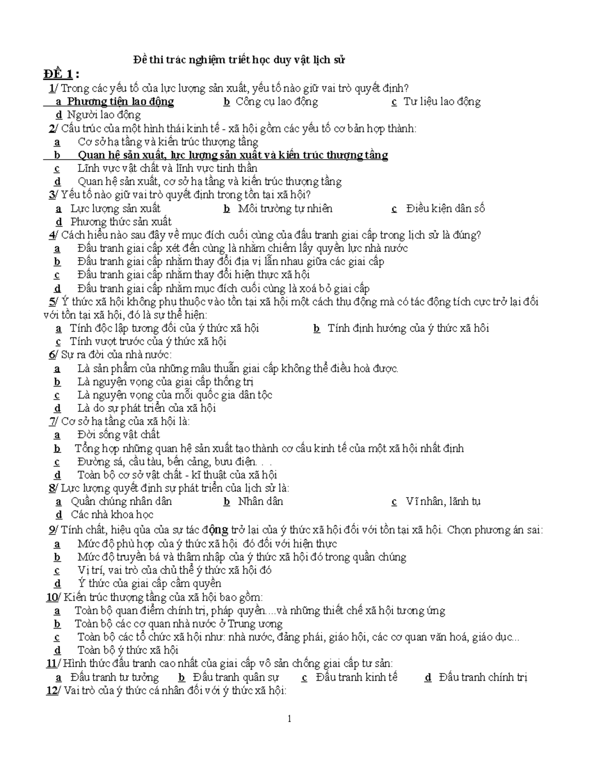 [123doc] - de-thi-trac-nghiem-triet-hoc-duy-vat-lich-su-co-dap-an - Đề thi trác nghiệm triết học ...