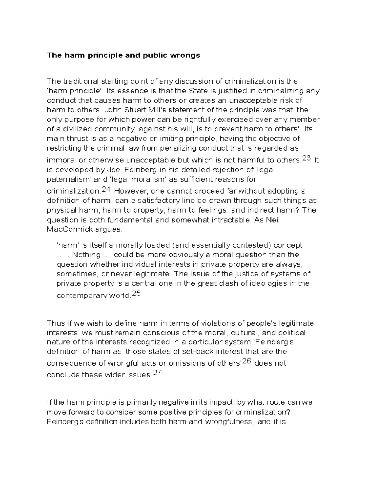 The harm principle and public wrongs - Its essence is that the State is ...