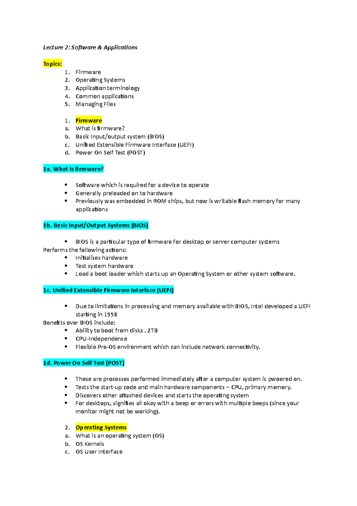 Software and Applications - Lecture 2: Software & Applications Topics ...