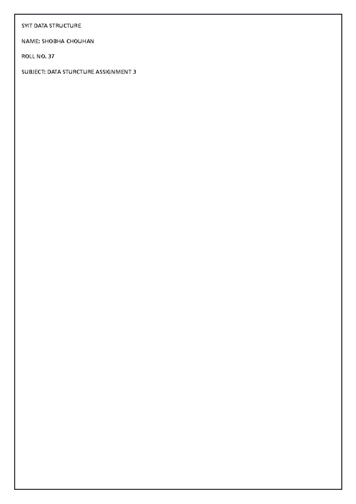 Syit Data Structure C Practical Code With Exectied Output And Its Printout Syit Data