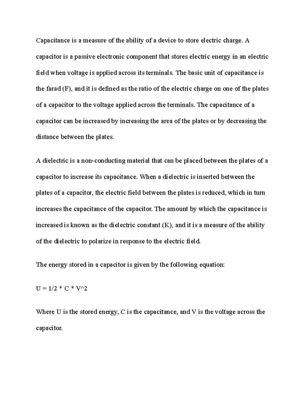 Capacitance, Dielectrics, Electric Energy Storage Notes and Practice ...