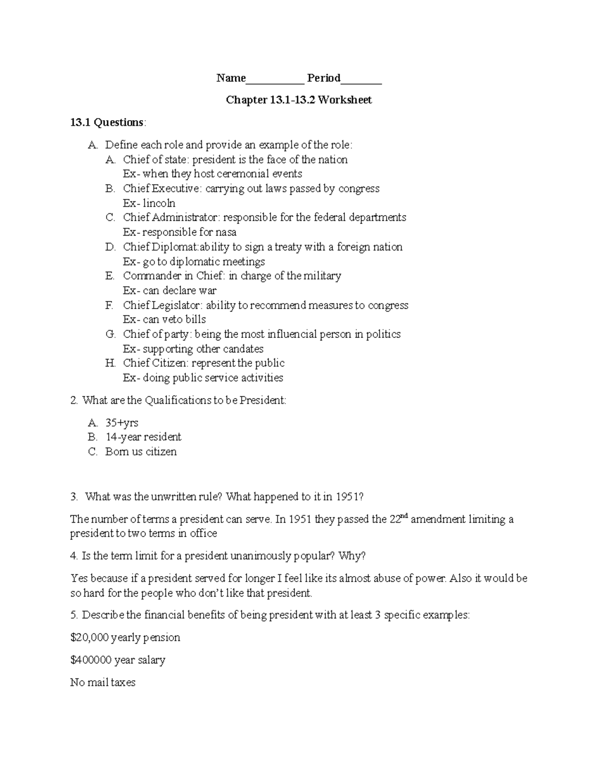 13.1-2 worksheet - Name__________ Period_______ Chapter 13.1-13 ...