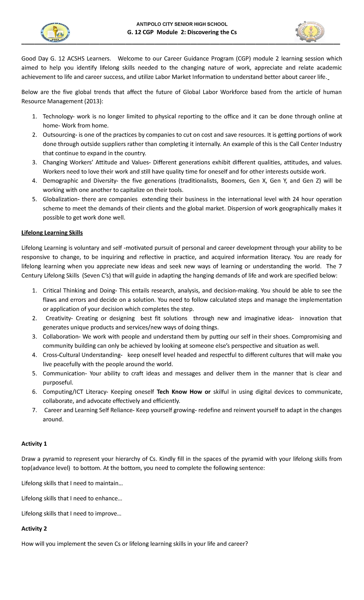 CGP-G - MOKKKKKKK - ANTIPOLO CITY SENIOR HIGH SCHOOL G. 12 CGP Module 2 ...