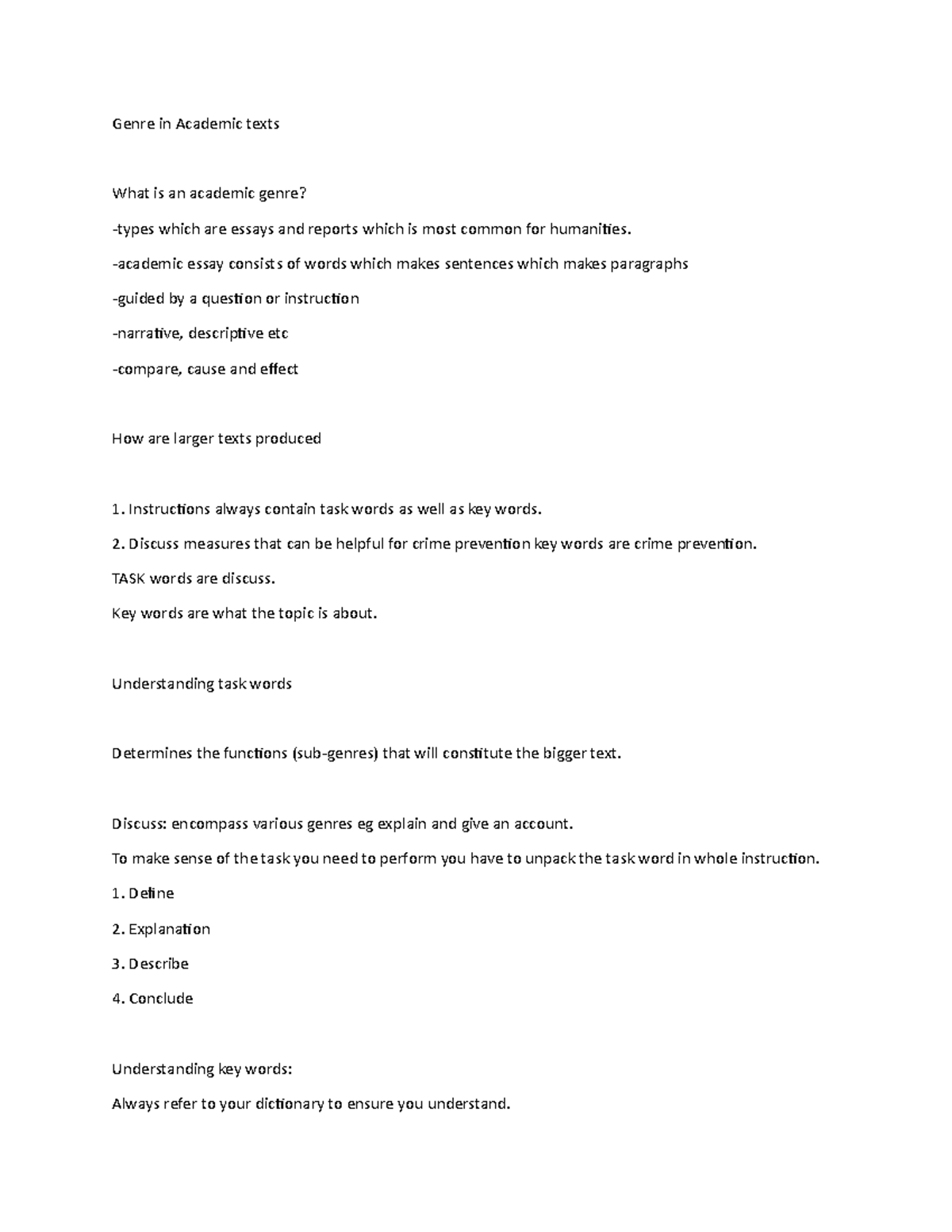 English- genre texts - Genre in Academic texts What is an academic ...