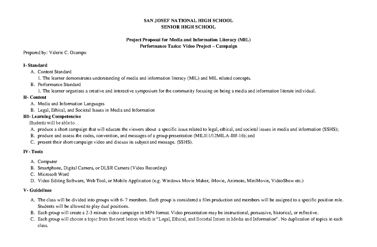 MIL Performance Task (Video Project)- campaign - SAN JOSEF NATIONAL ...