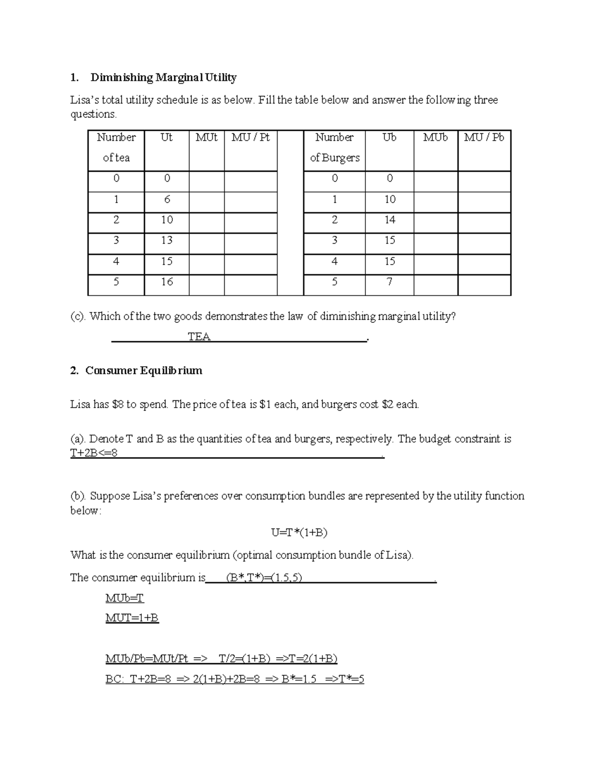 ECON101 201 CHEN-BO HW-3 With-Solutions - Diminishing Marginal Utility ...