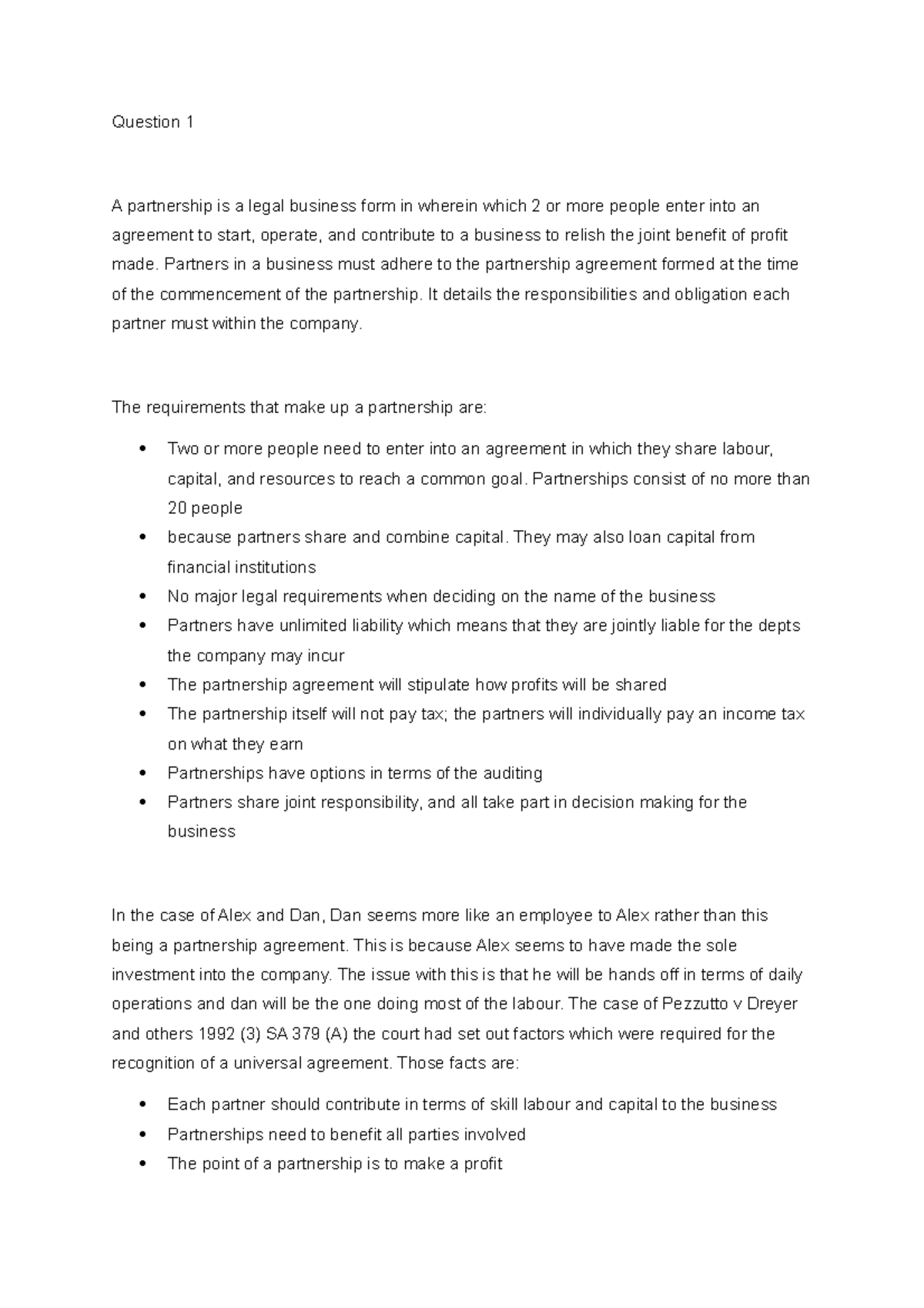 Law group alone - assignment based on law of property - Question 1 A ...