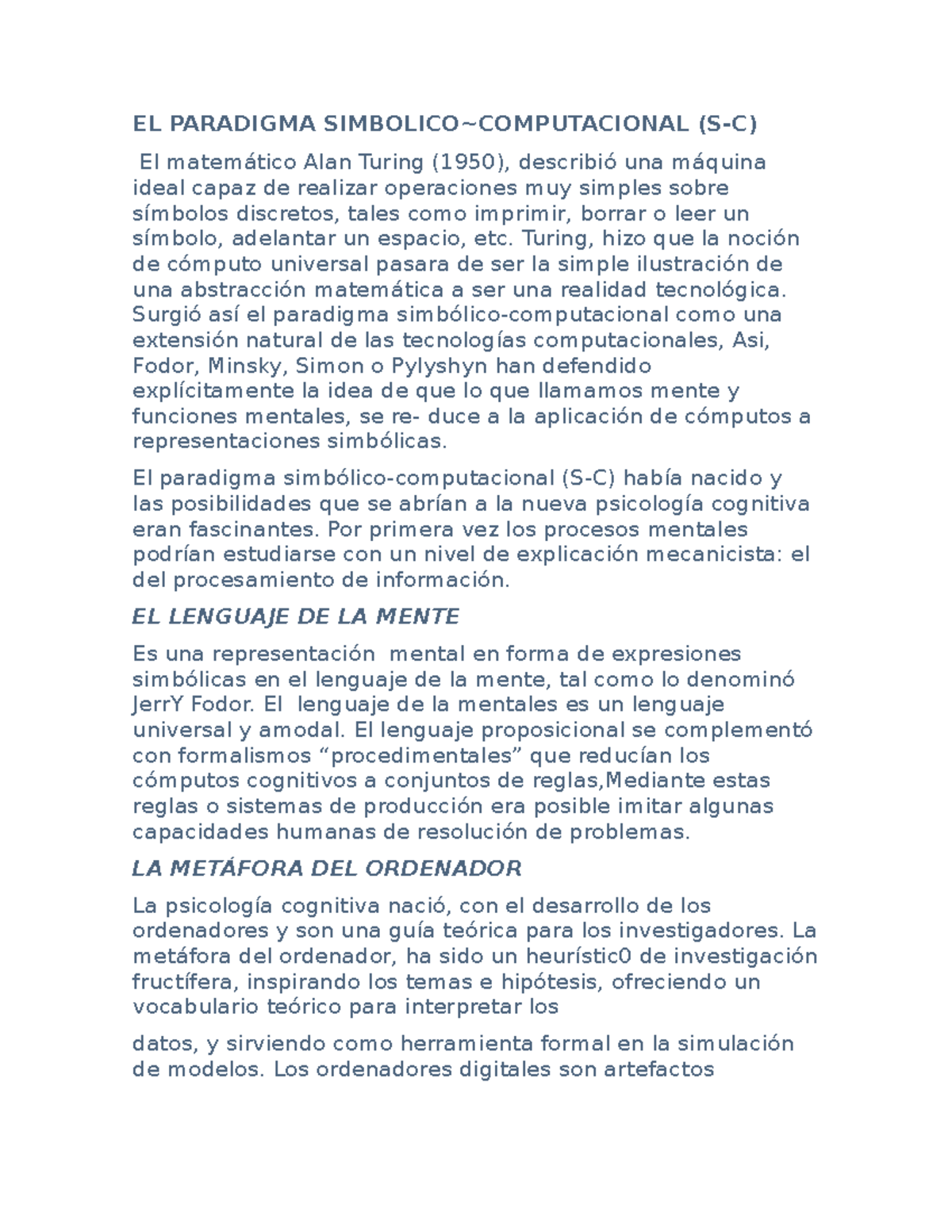 Libro comportamental - EL PARADIGMA SIMBOLICO~COMPUTACIONAL (S-C) El ...