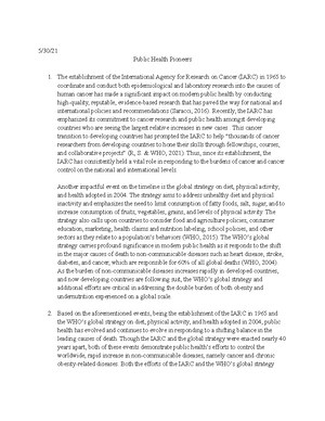 PHP320 Assignment 6 Public Health and Social Movements - 7/14 ...