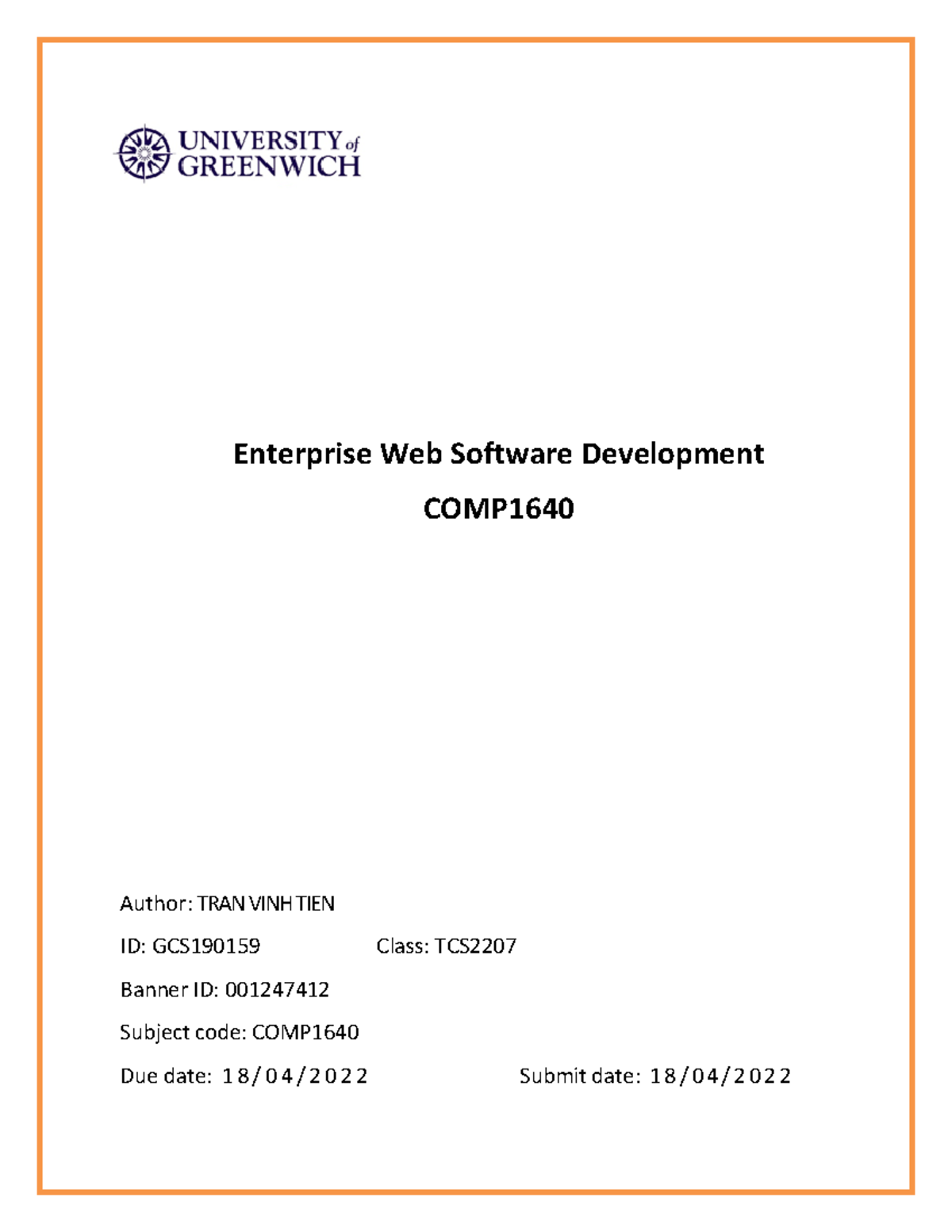 COMP1640 Group 1 Enterprise Web Software Development - Enterprise Web ...