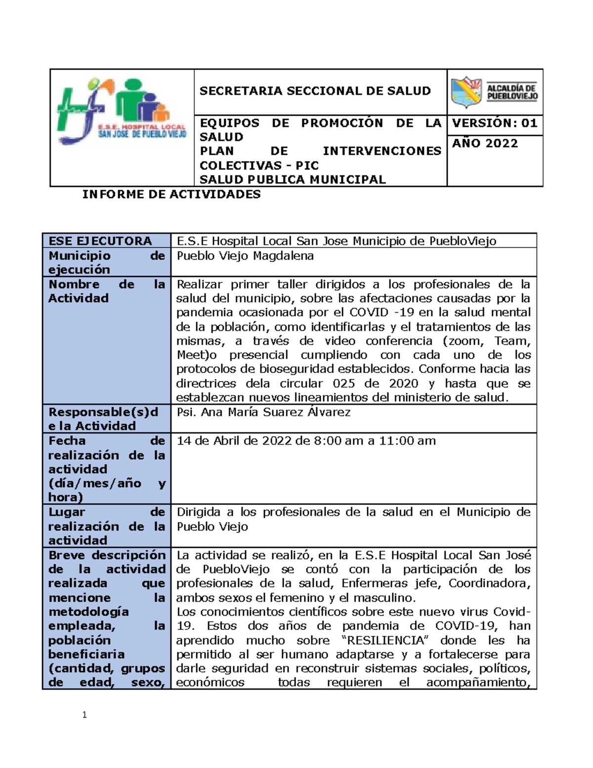 1 Taller CON LOS Profesional DE Salud Covid 2do trimestre 14 de abril Tolis - SECRETARIA ...