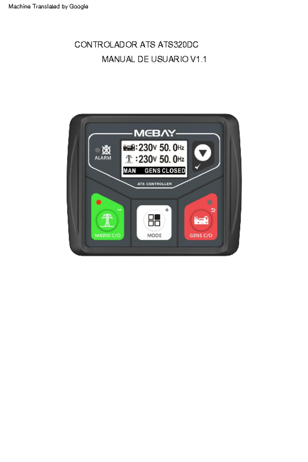 ATS320DC ATS Controller User Manual V1.1-20230328 (1) Español - MANUAL ...