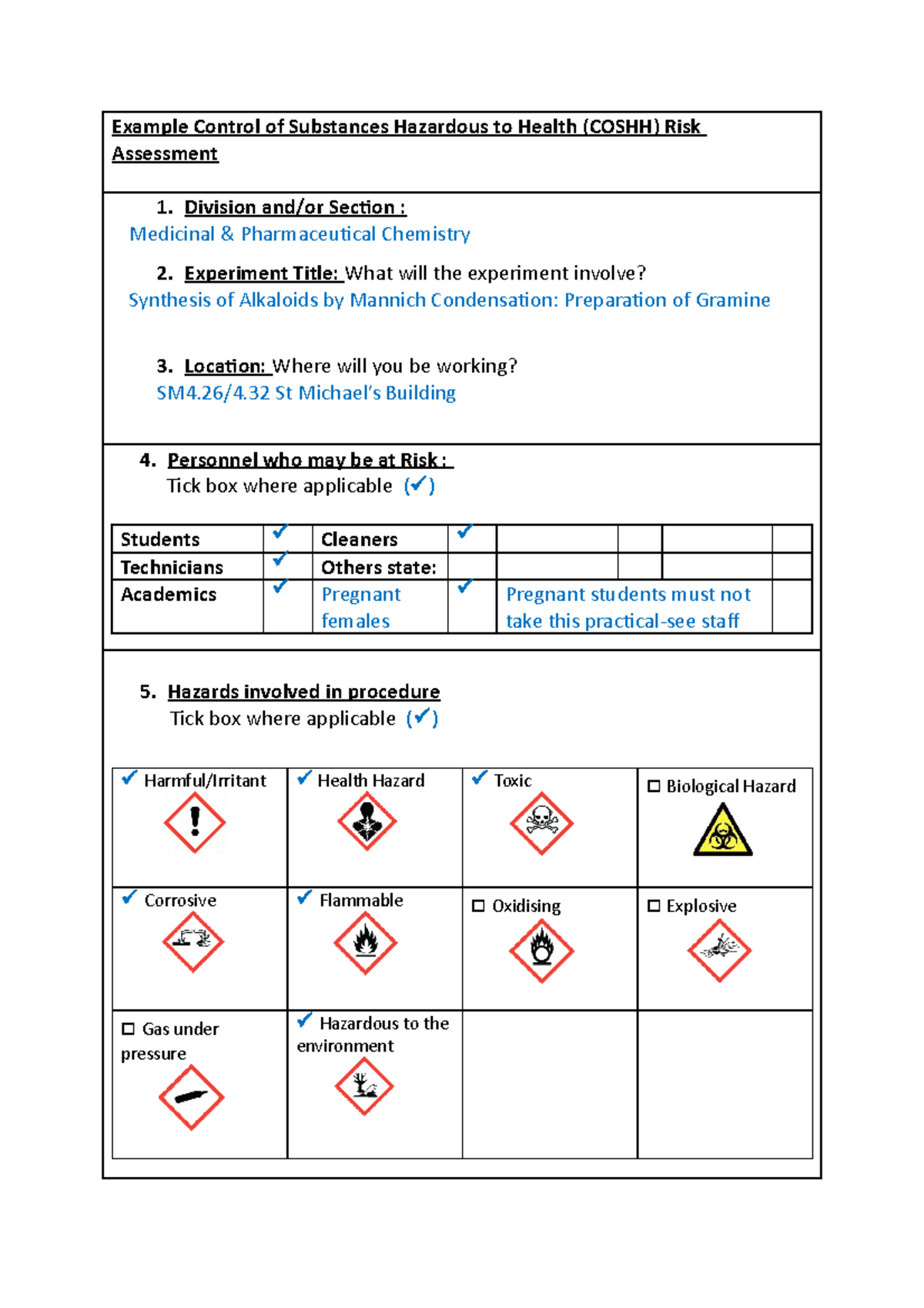 Coshh (Gramine) - Example Control of Substances Hazardous to Health ...