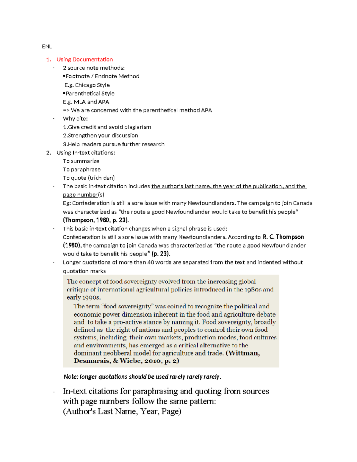 ENL - JLL - ENL 1. Using Documentation 2 source note methods: Footnote ...